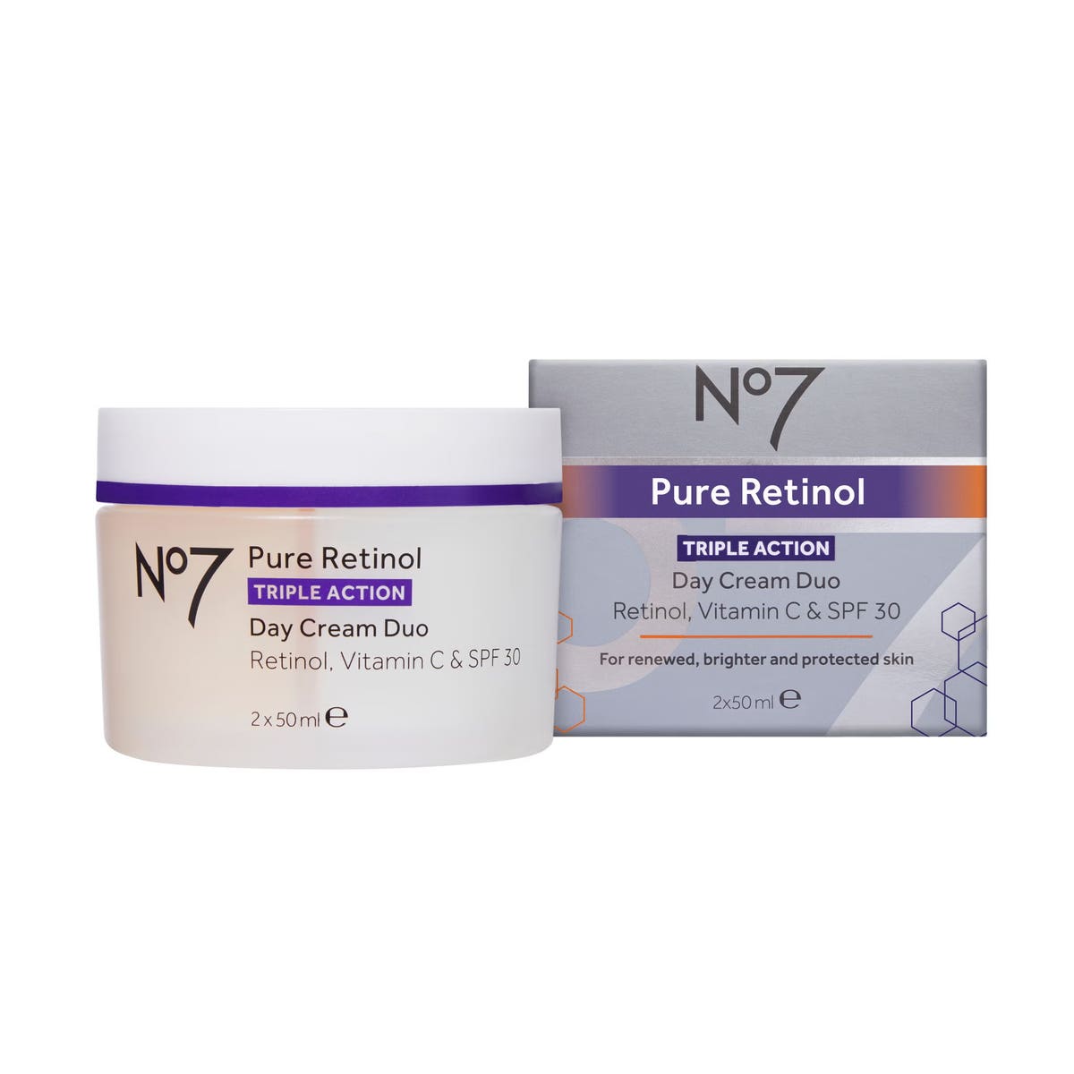 No7 Pure Retinol, Vitamin C & Spf 30 Day Cream Duo 2x50ml | Boots Kuwait
